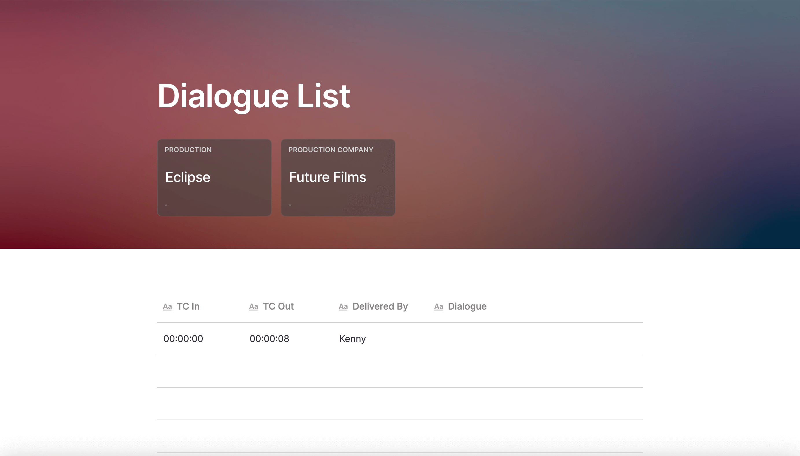 Dialogue List Template | Assemble